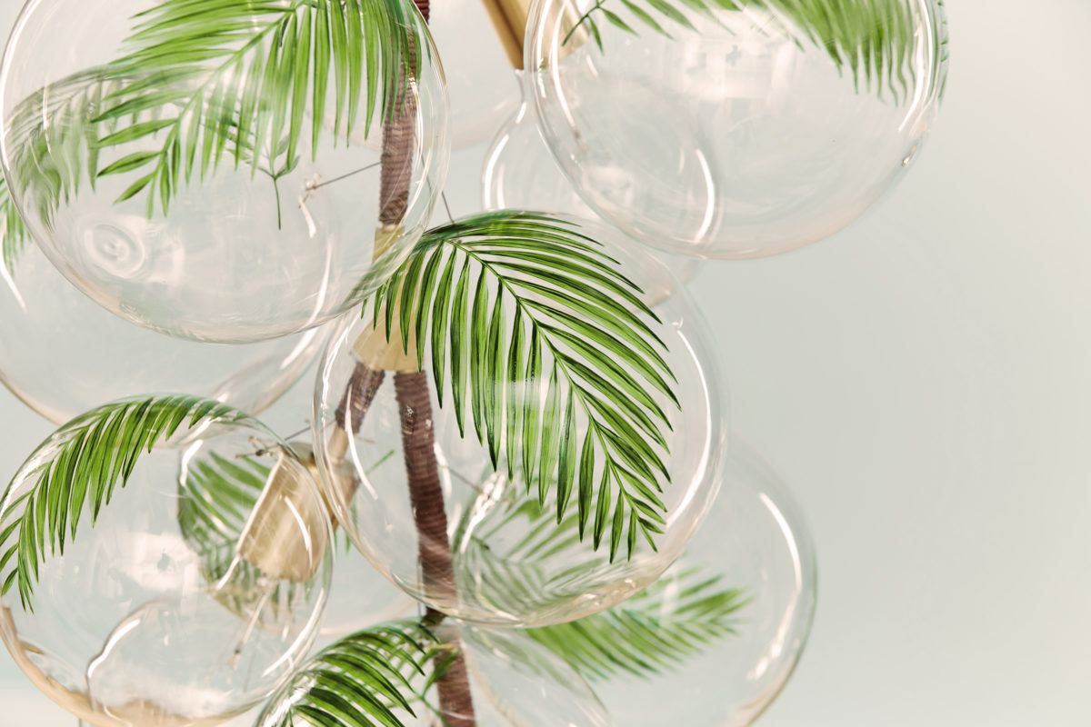 Hand-painted Palm Finish for Bubble Chandelier